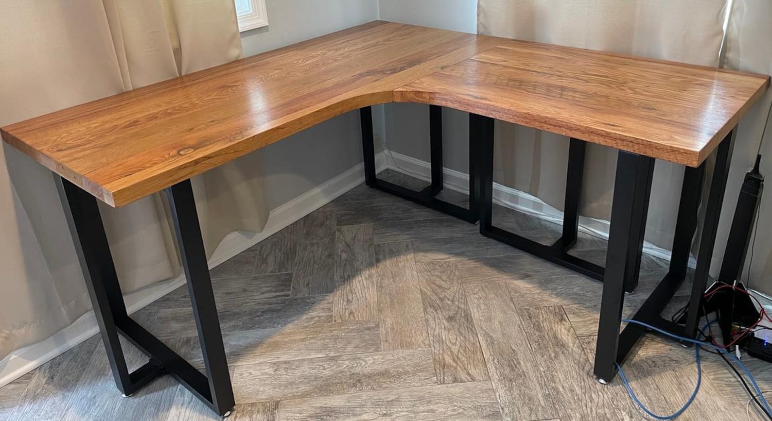 Customized L Shaped Desk With Curve, You Pick Your Tables, Corner Desk ...
