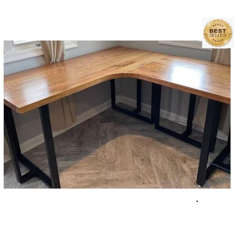 Customized L Shaped Desk With Curve, You Pick Your Tables, Corner Desk ...