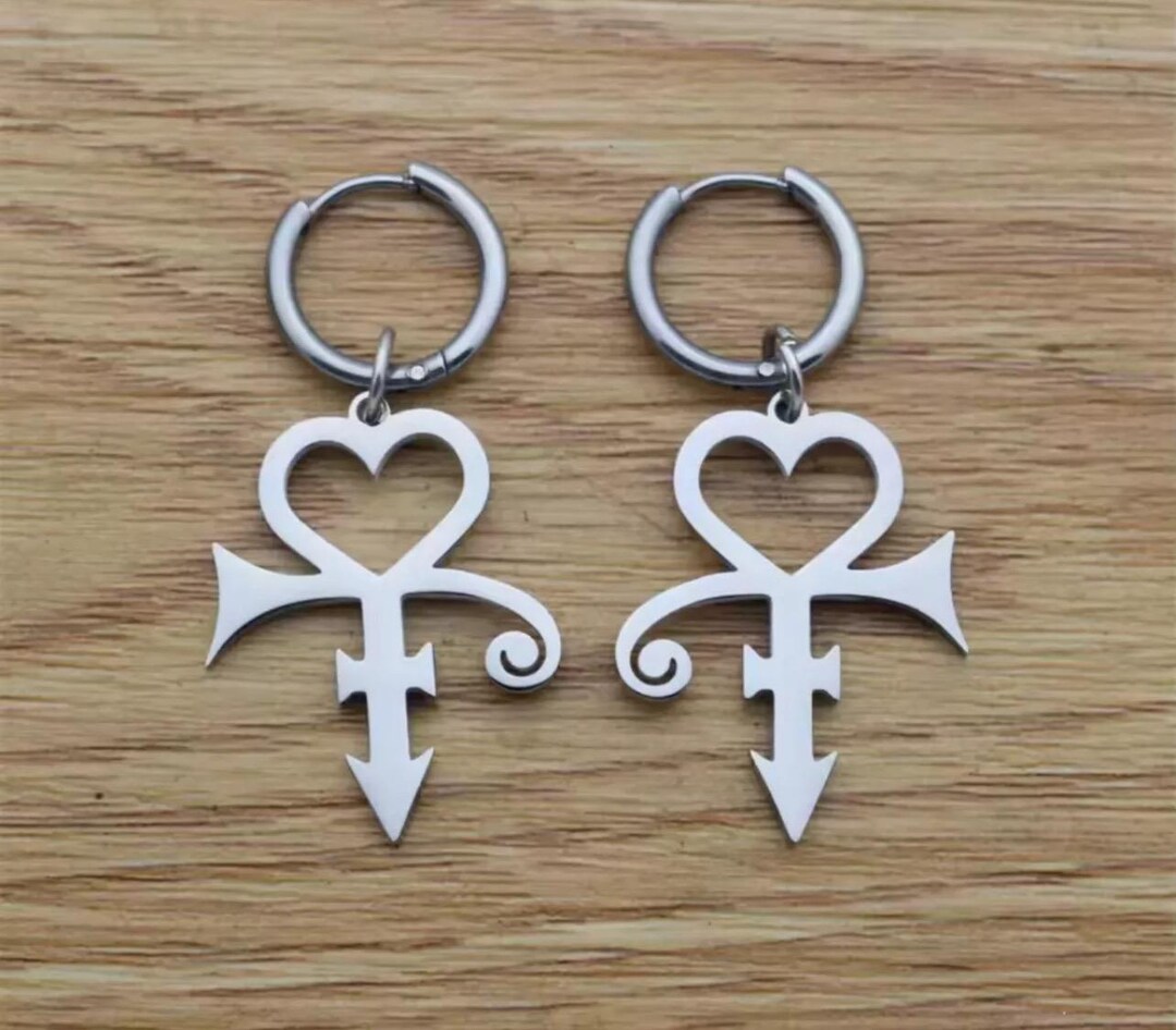 Prince Love Symbol Earrings the Artist Heart Shaped Purple Rain - Etsy