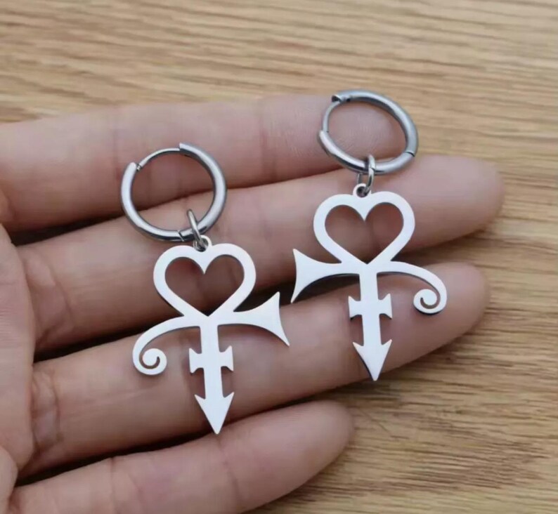 Prince Love Symbol Earrings the Artist Heart Shaped Purple Rain - Etsy