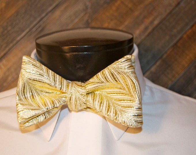 Mens Gold Self Tie Bow Tie Bow Ties for Men Gold Freestyle Bow Ties for Men Wedding Bow Ties ...