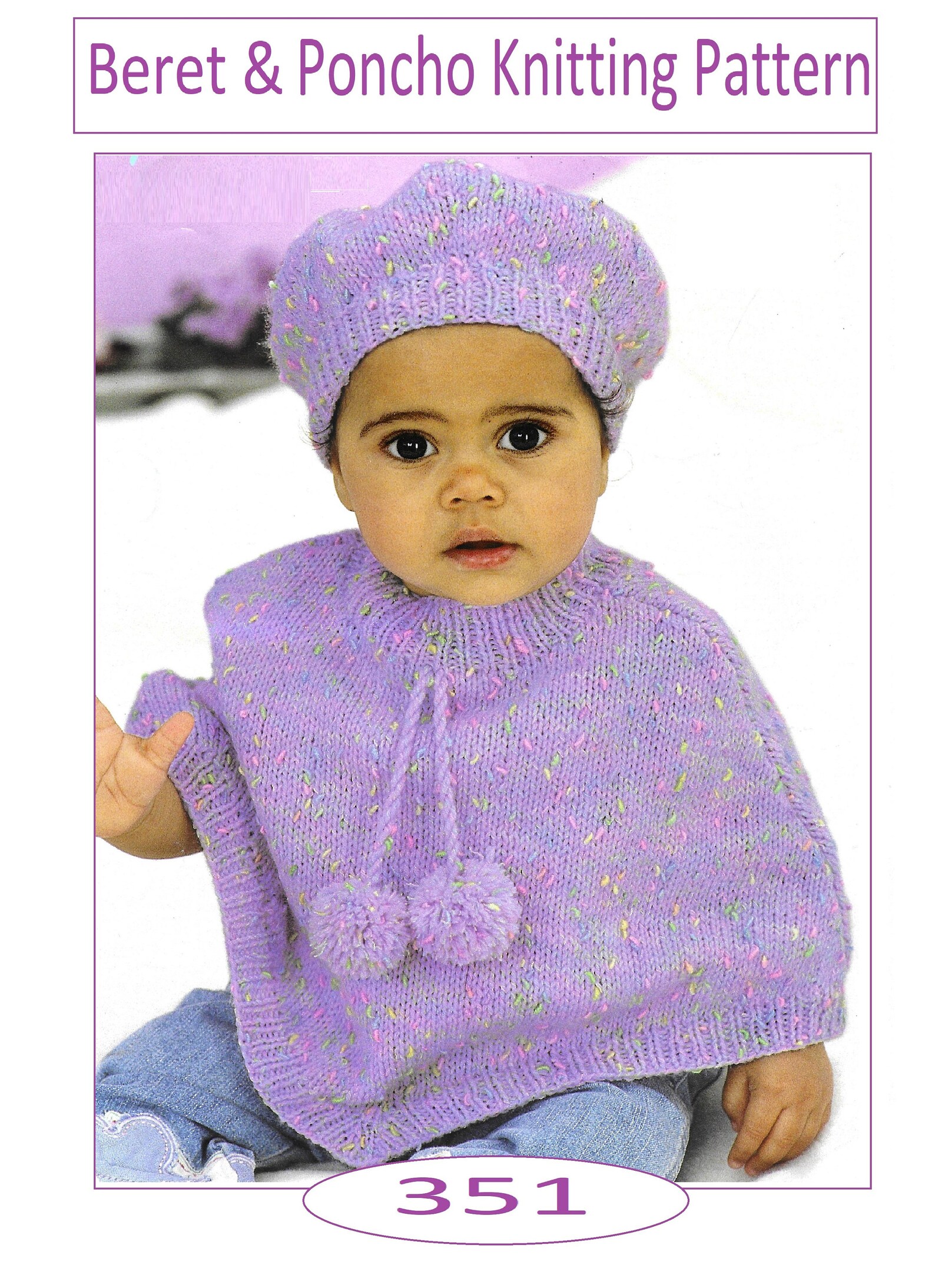 Baby Beret & Poncho Knitting Pattern: (instant Download PDF) 351 - Etsy