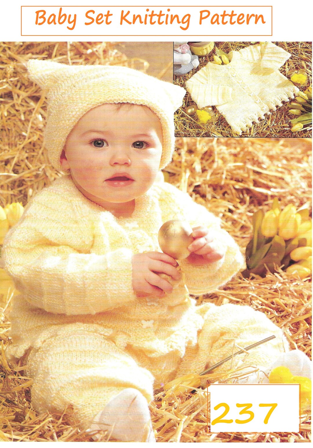 Pram Set Knitting Pattern: Vintage Baby Cardigan, Trousers & Hat ...