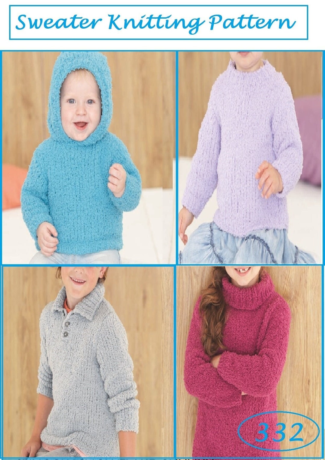 Chunky Jumper Knitting Pattern: 4 Styles (PDF Download) 332 - Etsy
