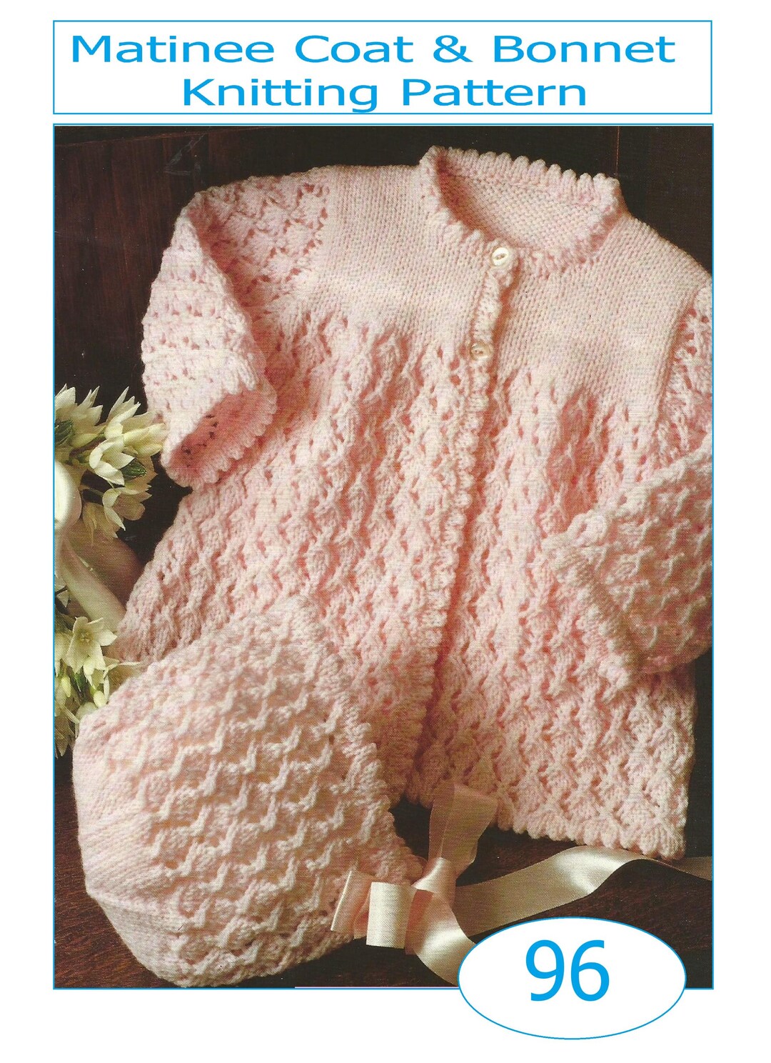 Matinee Coat and Bonnet Knitting Pattern, Chest 16-20 Inch (instant ...
