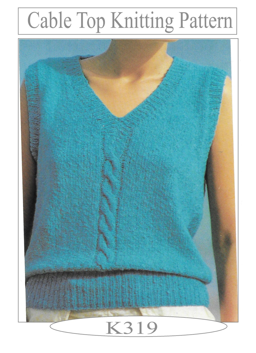 Instant Download - PDF- Beautiful Cable Front Top Knitting Pattern ...