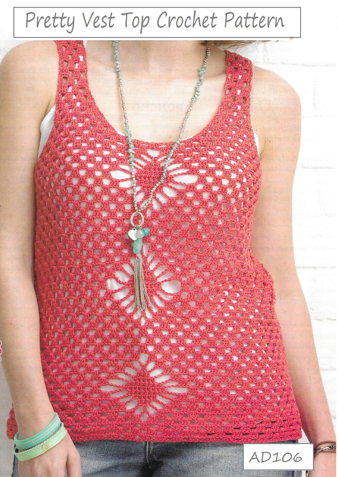 Cotton Vest Top Crochet Pattern Chest 32 up to 46 Inches PDF Download ...
