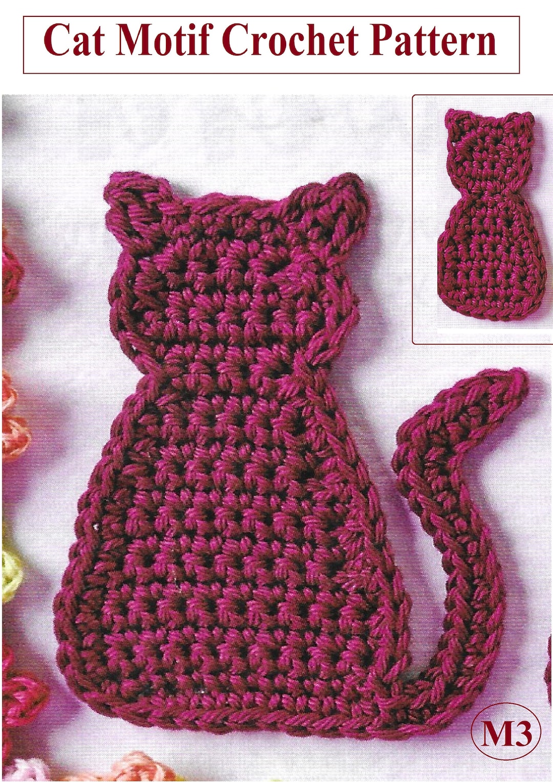 Cat Motif Crochet Pattern: 4ply Yarn, UK Terms (PDF Pattern) M3 - Etsy