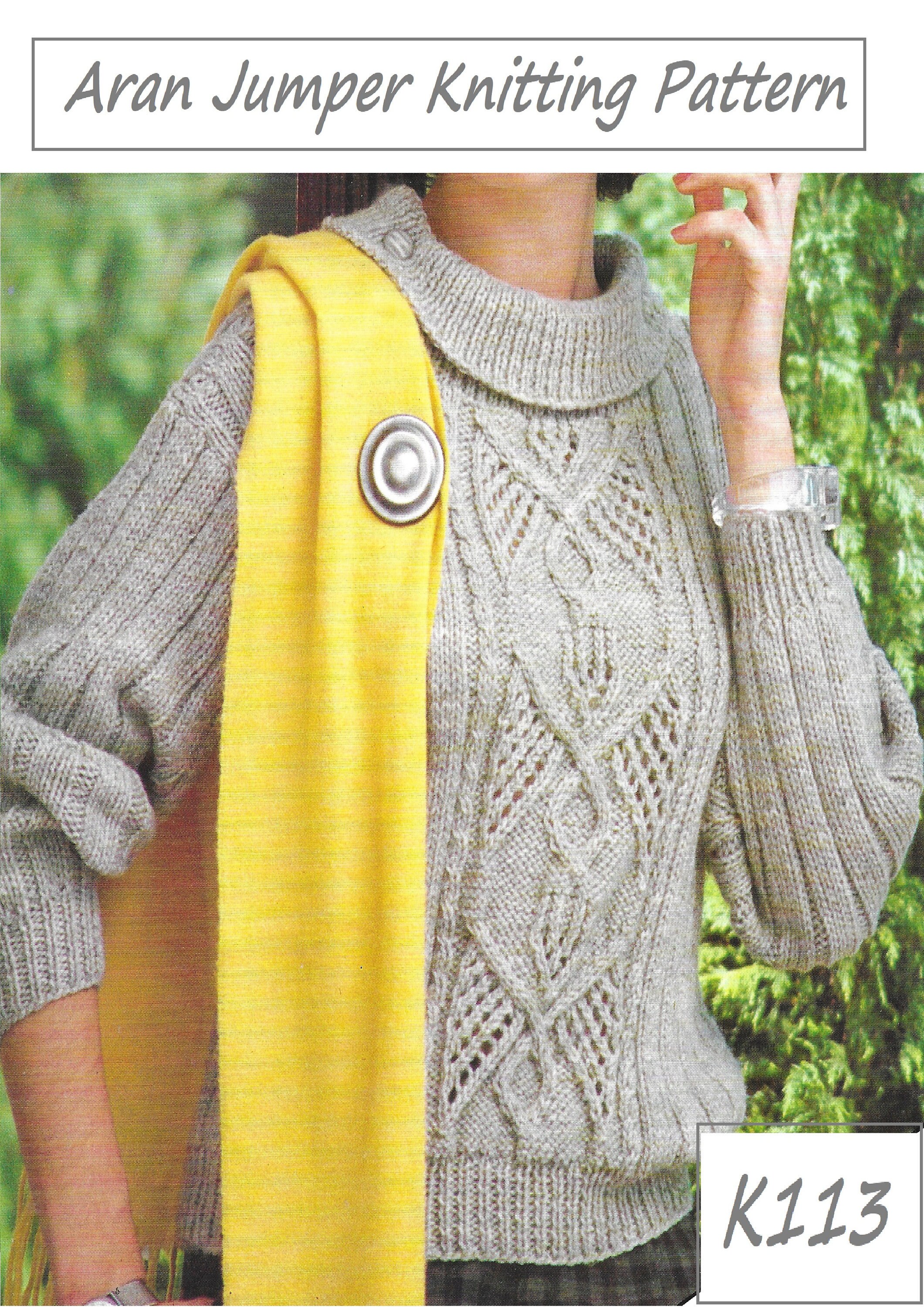 Aran Jumper Knitting Pattern (PDF Download) K113 - Etsy