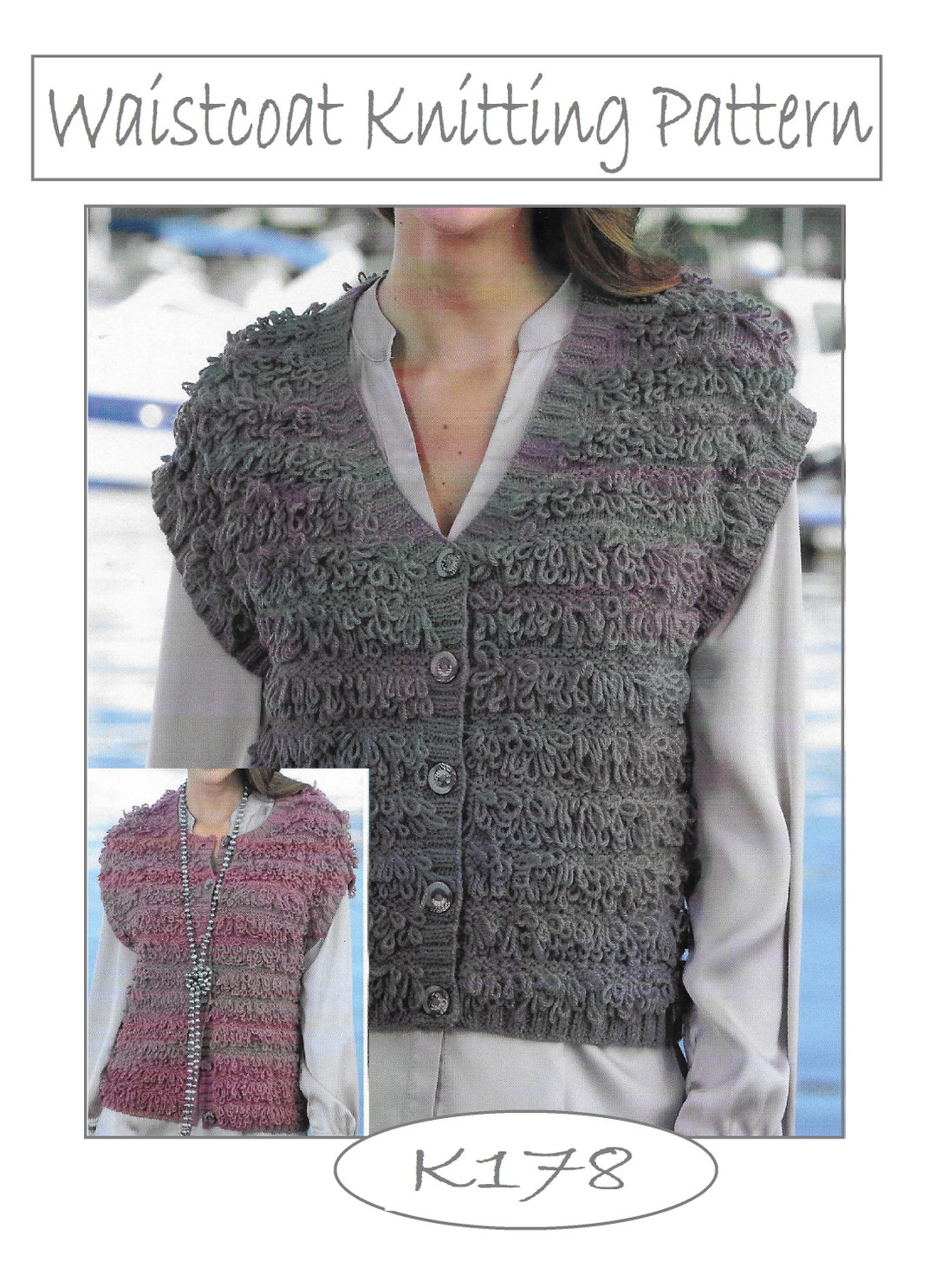 Instant Download - PDF- Beautiful Waistcoat X2 Knitting Pattern (K178 ...