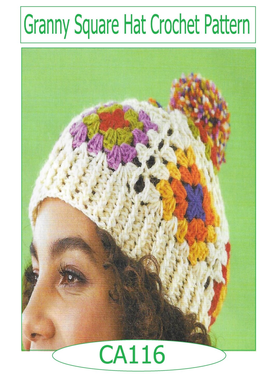 Instant Download - PDF- Beautiful Granny Square Hat Crochet Pattern ...