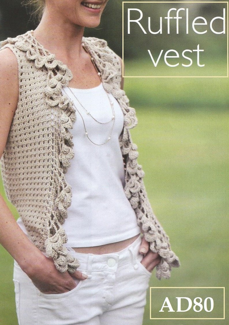 Instant Download PDF Pretty Ruffleed Vest Crochet Pattern - Etsy