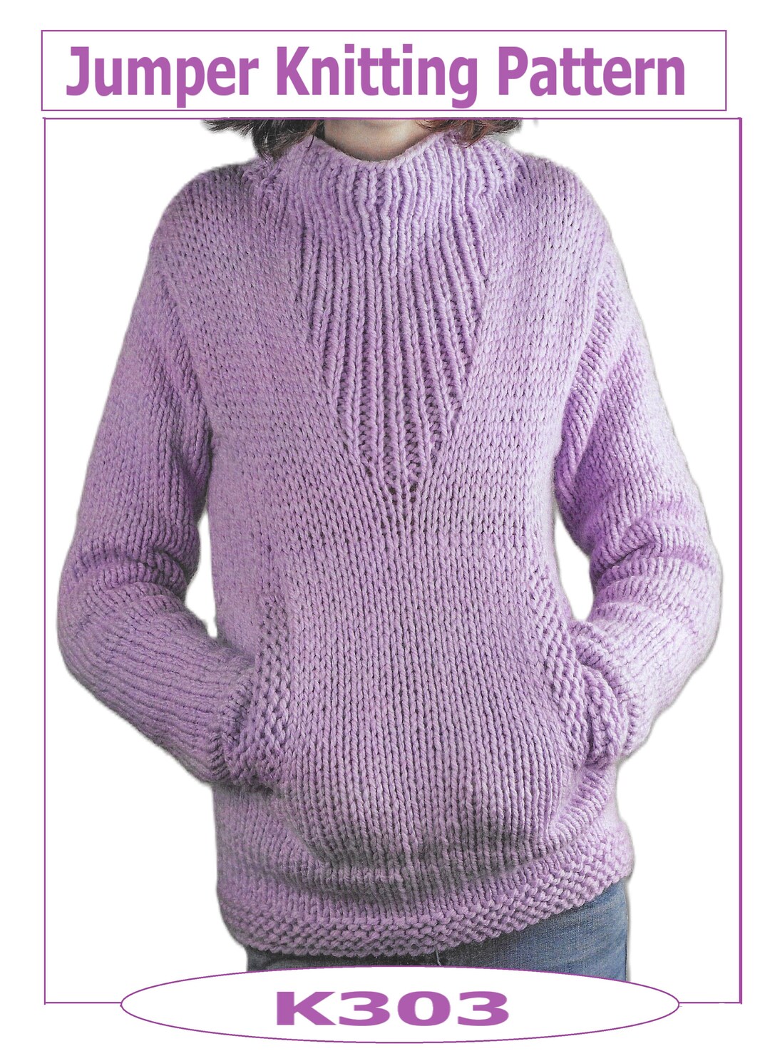 Super Chunky Pocket Jumper Knitting Pattern (instant Download PDF) K303 ...