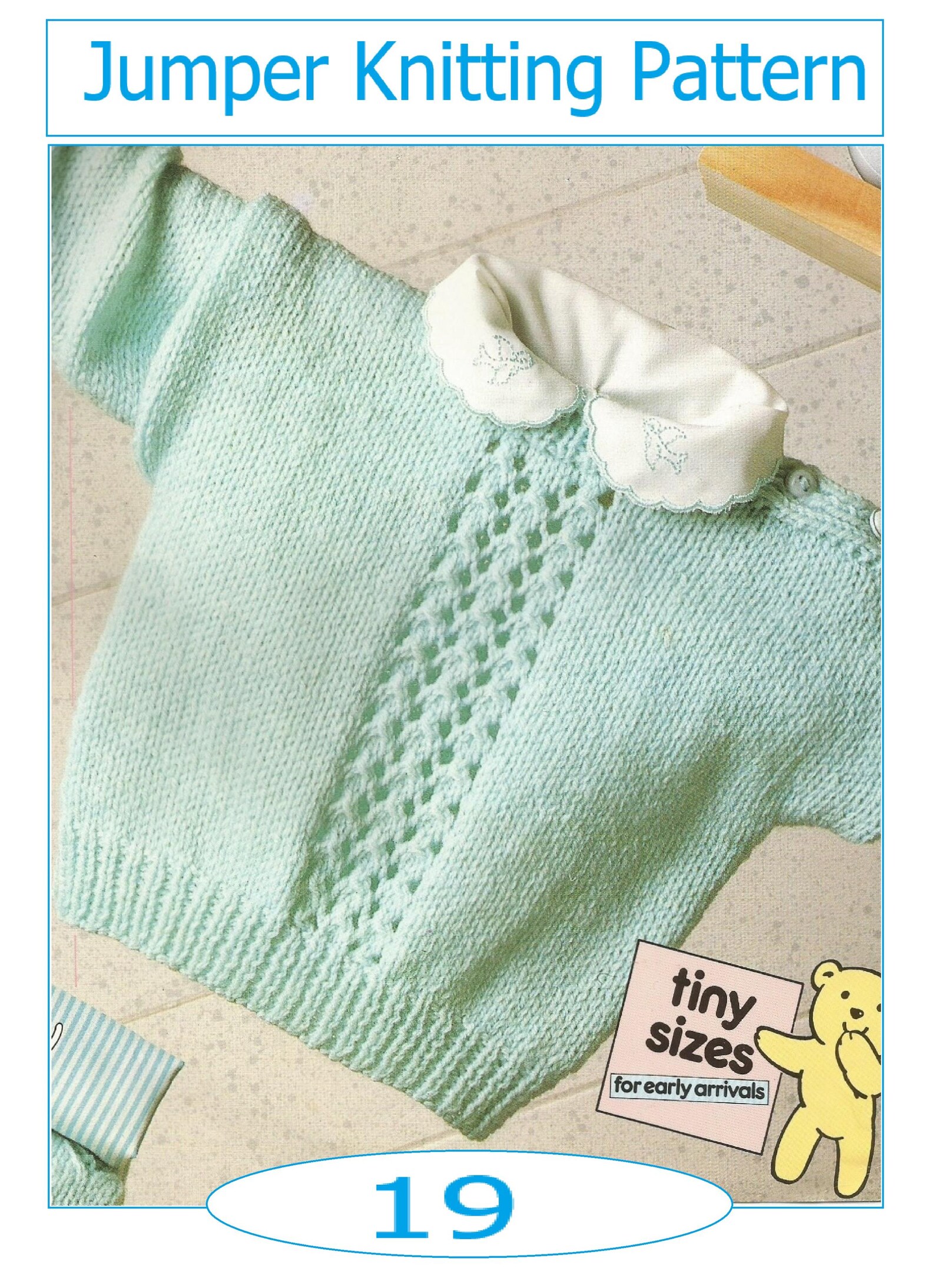 Lace Panel Baby Jumper Knitting Pattern Chest Premature 14 up to 22 ...