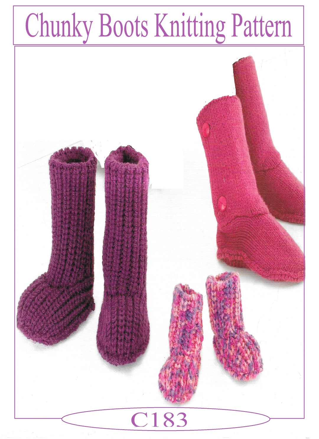 Chunky Cosy Boots Knitting Pattern (PDF Download) C183 - Etsy