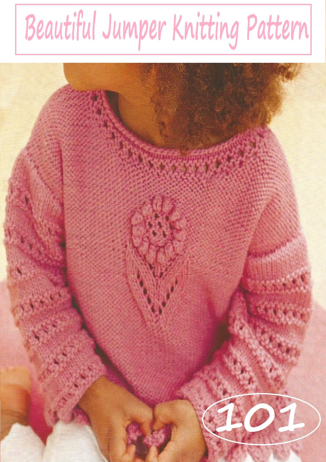INSTANT DOWNLOAD - PDF - Beautiful Flower Jumper Knitting Pattern (101 ...