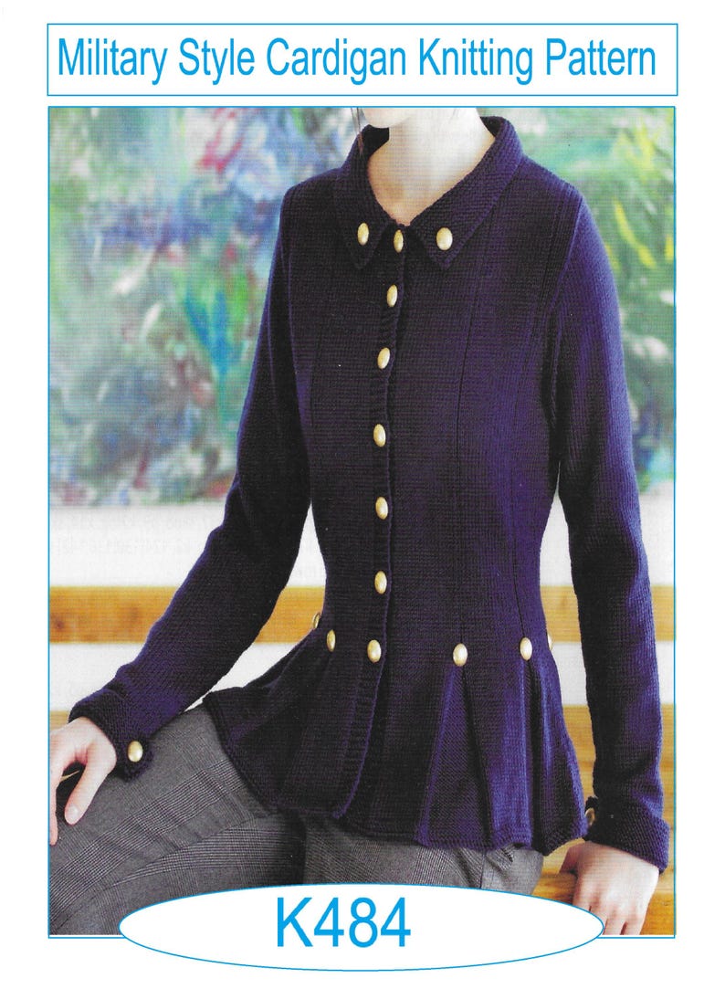 Military Style Cardigan Knitting Pattern (instant Download PDF) K484 - Etsy