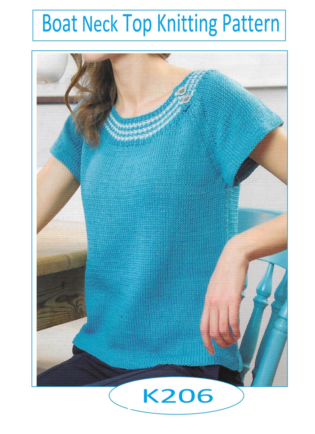 Instant Download - PDF- Beautiful Boat Neck Top Knitting Pattern (K206 ...