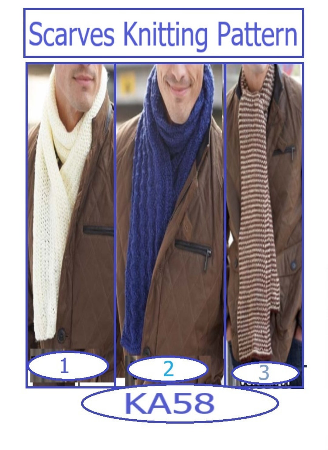 Instant Download - PDF- Beautiful Aran Scarf Set X3 Knitting Pattern ...