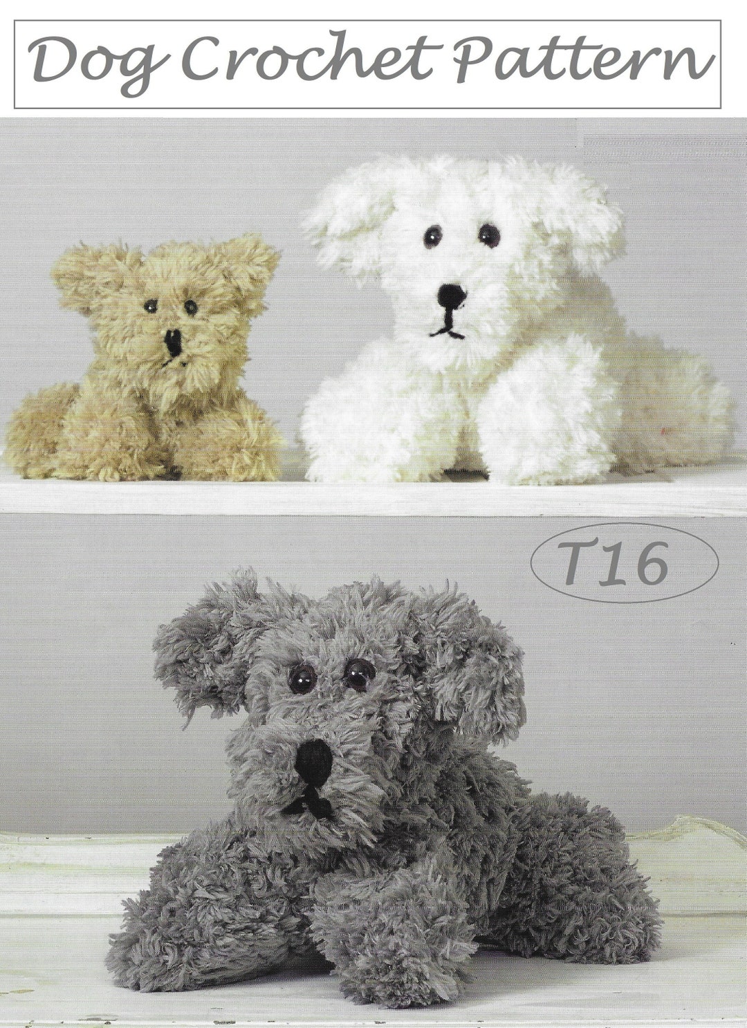 Dog Super Chunky Knitting Pattern Size: Large 28cm, Small 20.5cm Tall ...
