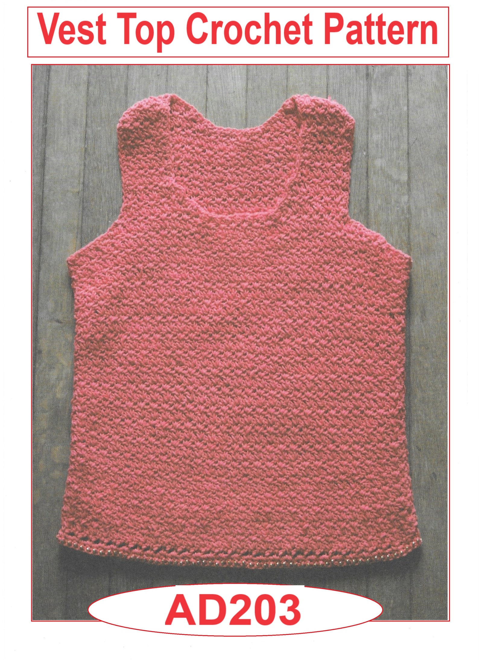 Crochet Vest Top Pattern (PDF Pattern) AD203 - Etsy