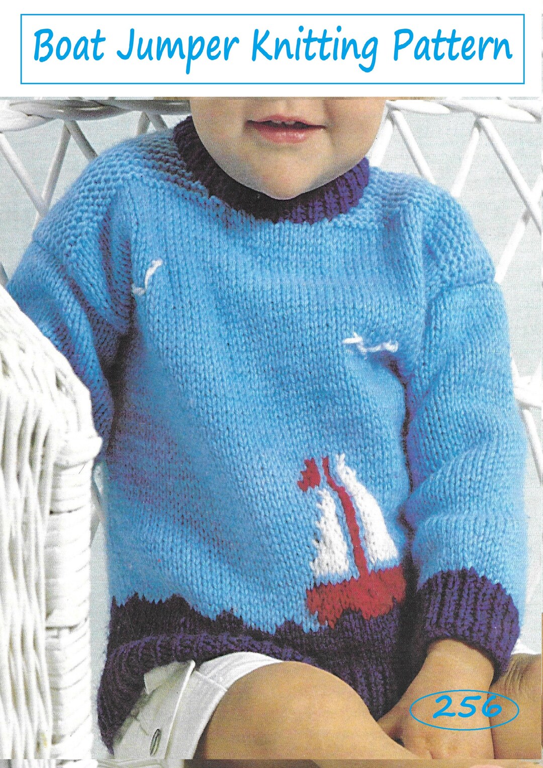 Instant Download - PDF- Beautiful Boat Jumper Knitting Pattern (256) - Etsy