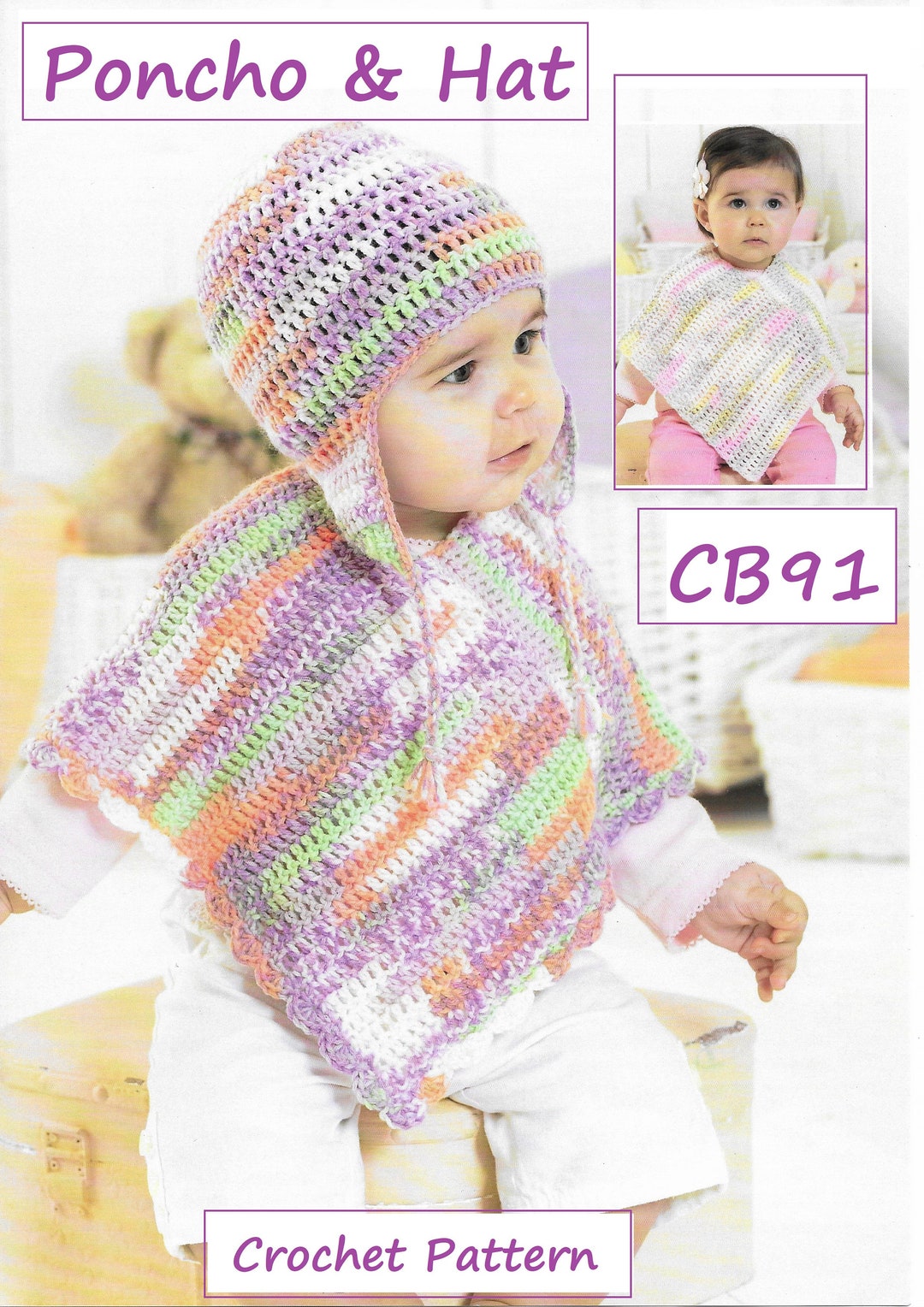 Instant Download - PDF- Beautiful Easy Baby Poncho & Hat Crochet ...