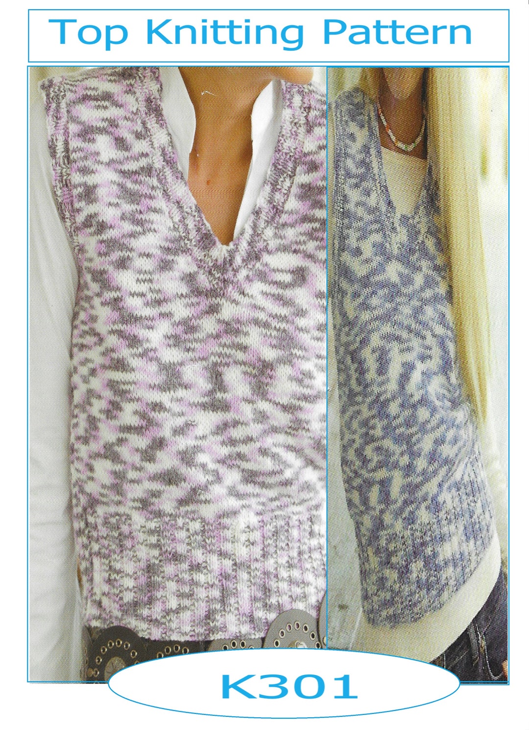 Instant Download - PDF- Beautiful V. & Round Neck Top Knitting Pattern ...