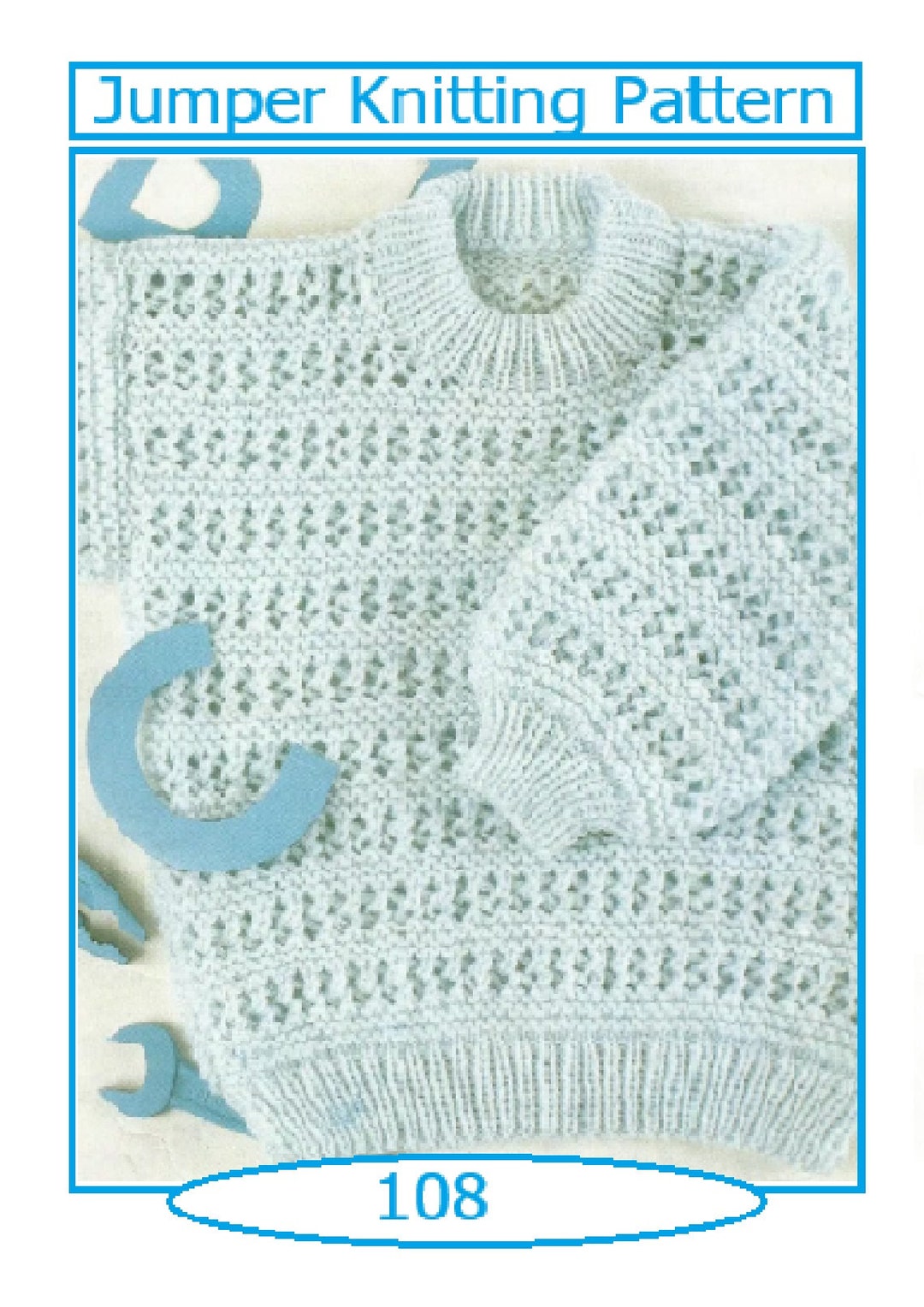 Instant Download - PDF- Beautiful Jumper Knitting Pattern (108) - Etsy