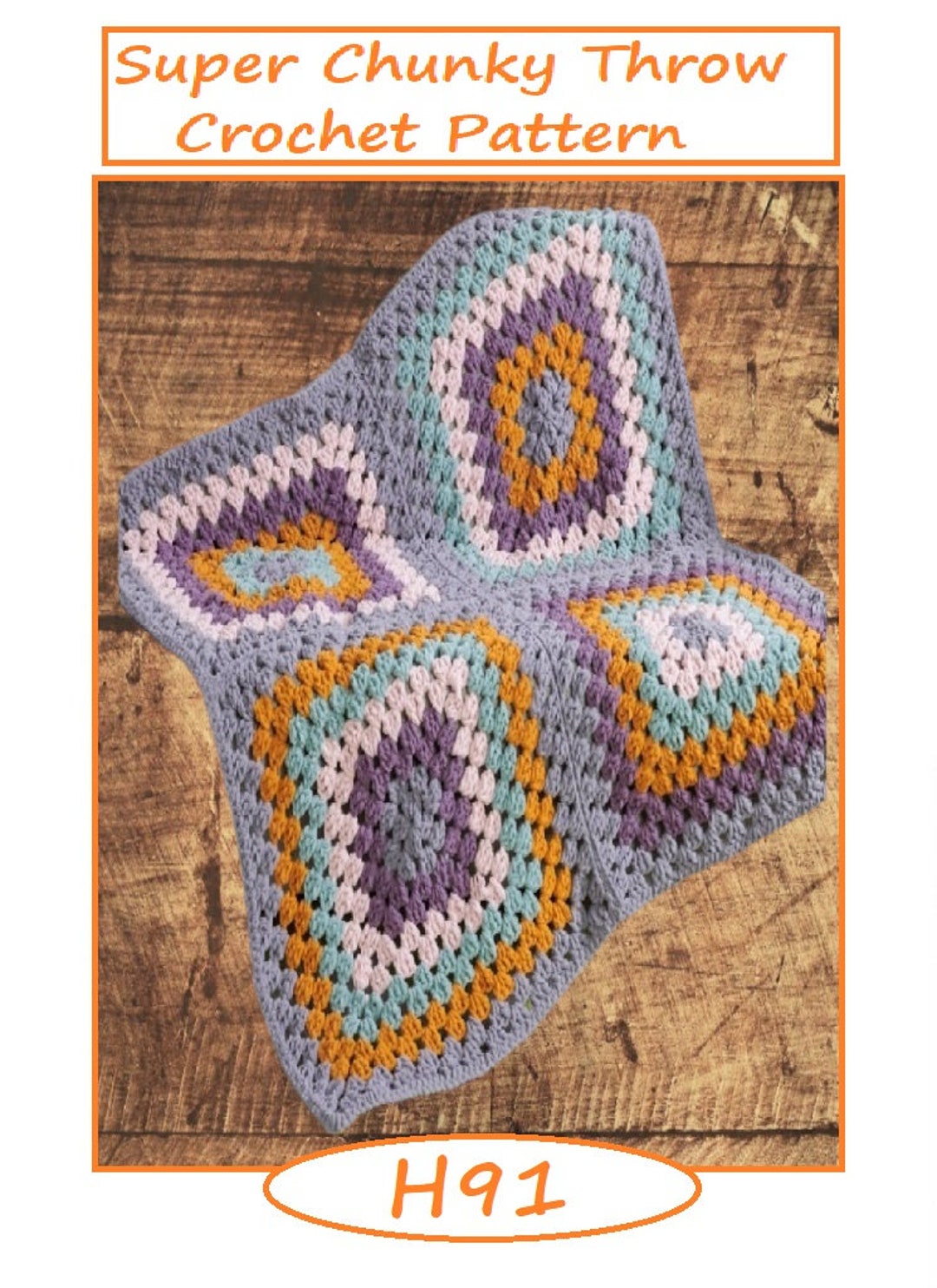 Super Chunky Throw Crochet Pattern: 50" Square Blanket (instant ...