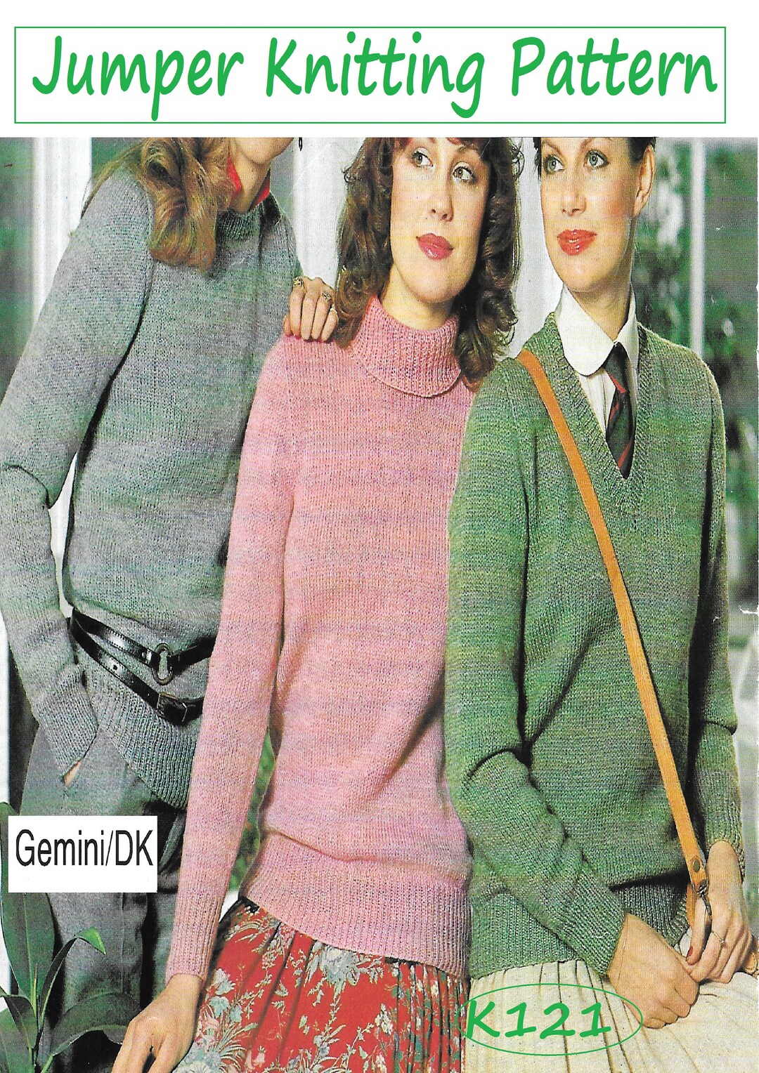 Instant Download - PDF- Beautiful V. Round & Polo Neck Jumper Knitting ...