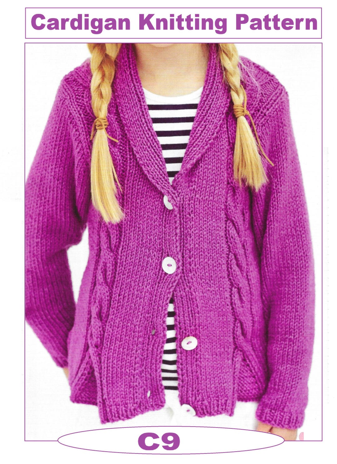 Girls Aran Cable Cardigan Knitting Pattern PDF Download (C9) - Etsy