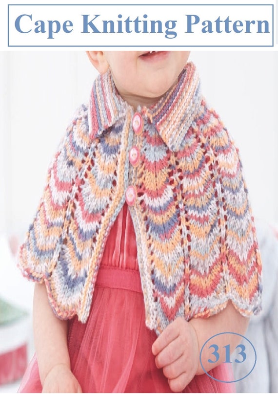 INSTANT DOWNLOAD PDF Beautiful Cape Knitting Pattern 313 | Etsy