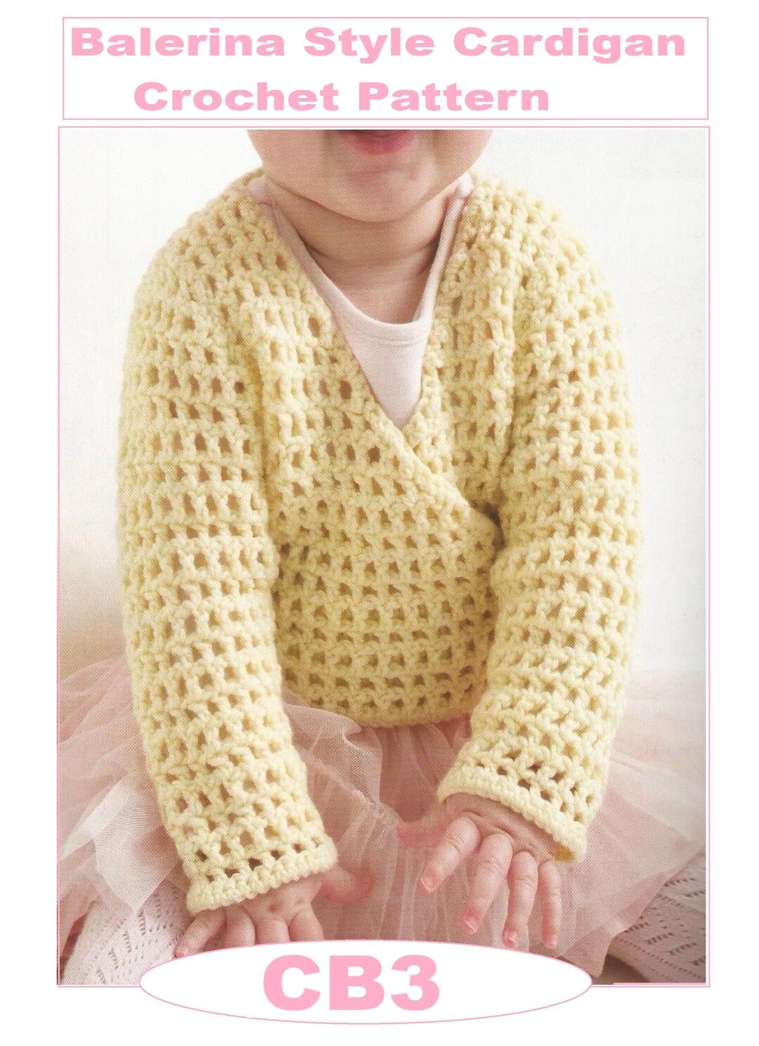 Crochet Pattern, Baby Crossover Ballerina Cardigan, Vintage Summer Top ...