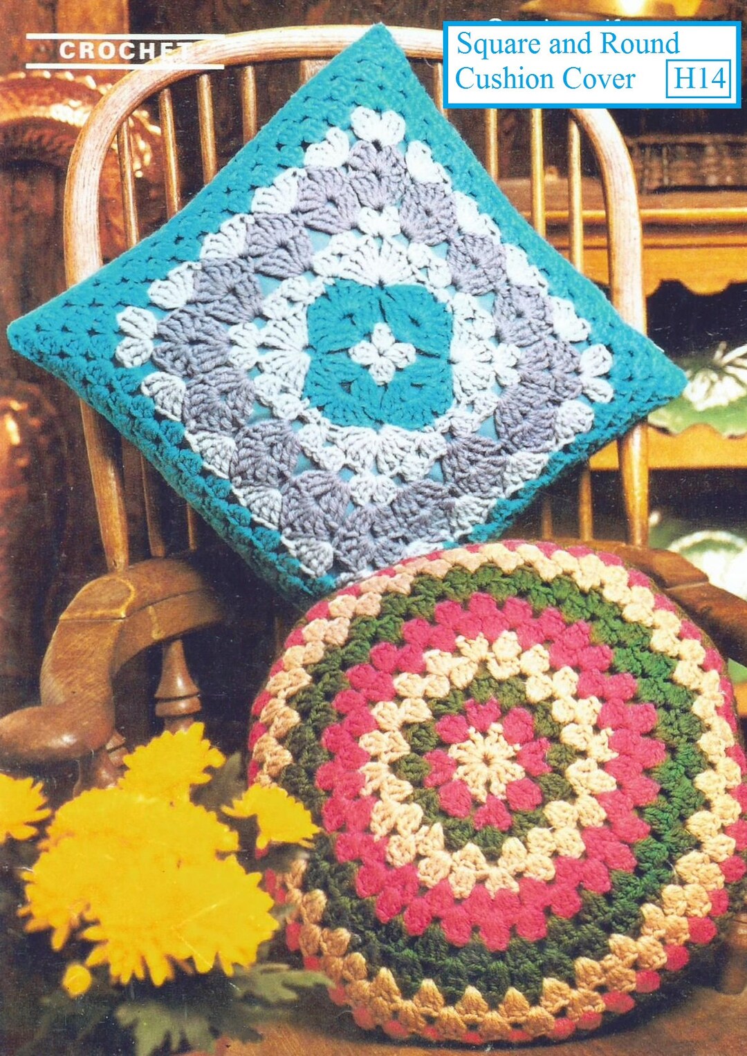 Instant Download - PDF- Vintage Square and Round Cushion Cover Crochet ...