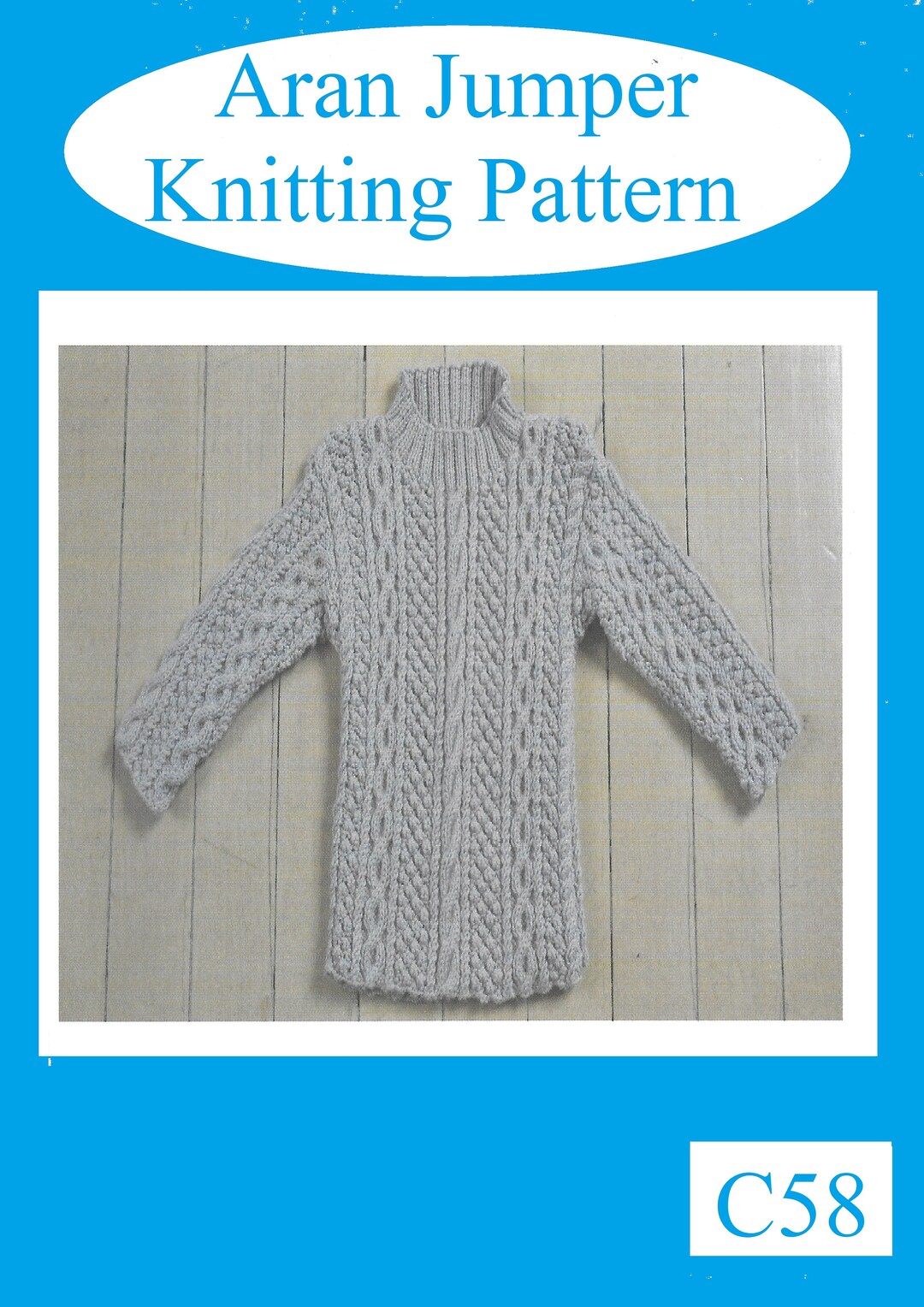 Aran Jumper Knitting Pattern (PDF Pattern) C58 - Etsy UK