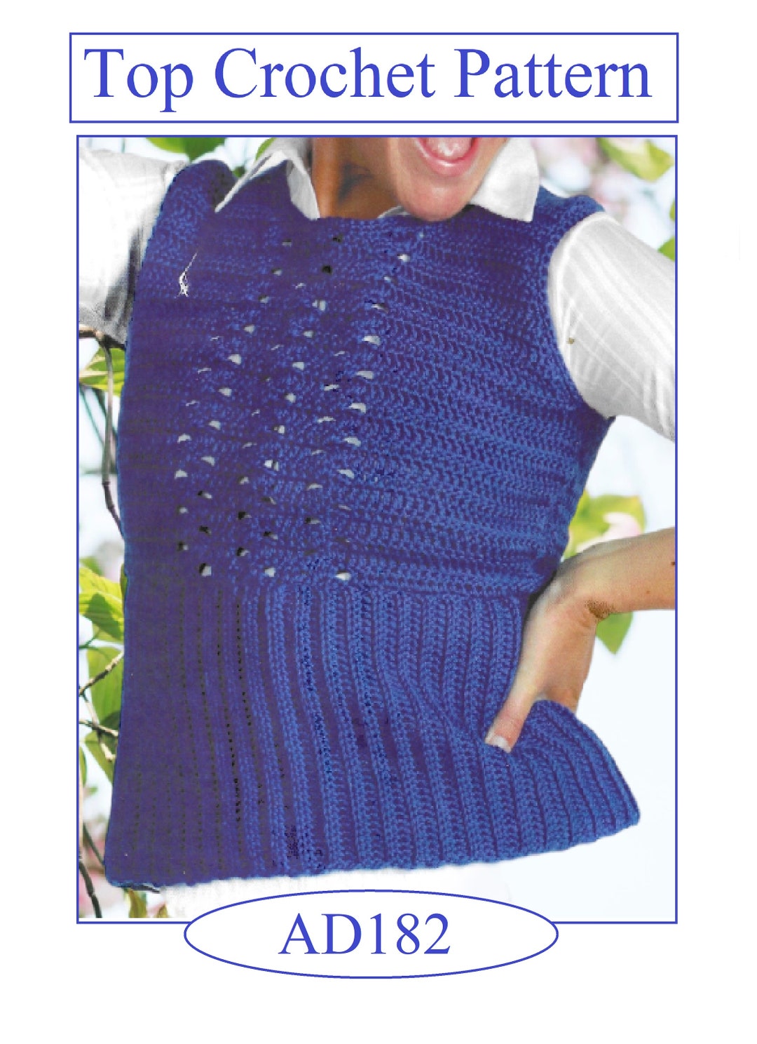 Crochet Vest Top Pattern: DK Yarn, Chest 30-38 Inch (PDF Pattern) AD182 ...