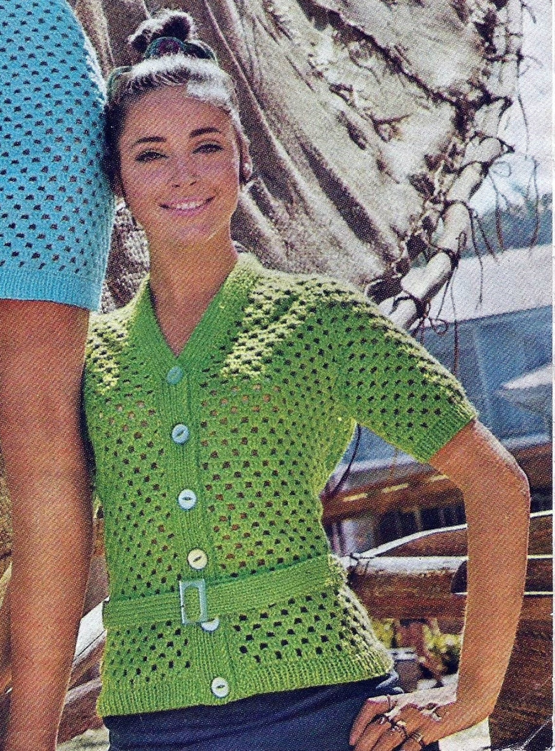 Vintage Crochet Dress & Top Pattern With Knitted Edges Chest 34 up to ...
