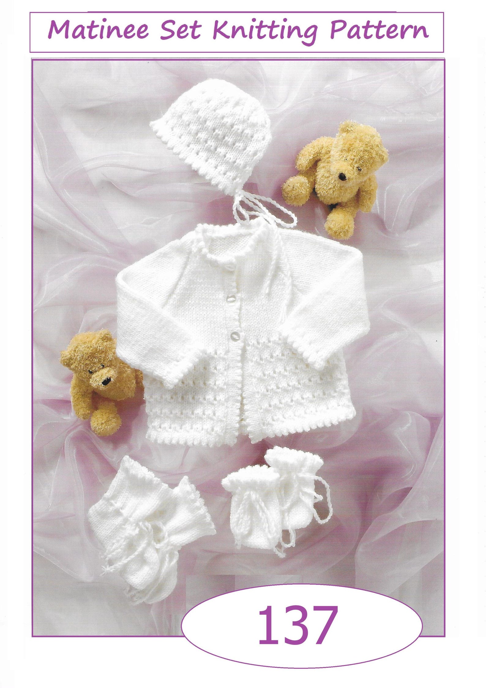 Baby Matinee Set Knitting Pattern: Bonnet, Booties, Mitts (instant ...
