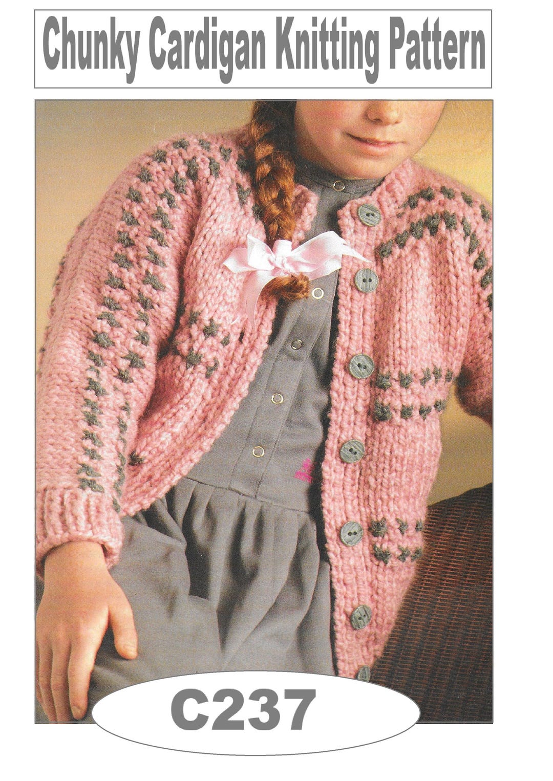 Chunky Cardigan Knitting Pattern: Chest Sizes 26-34 Inch (PDF Pattern ...