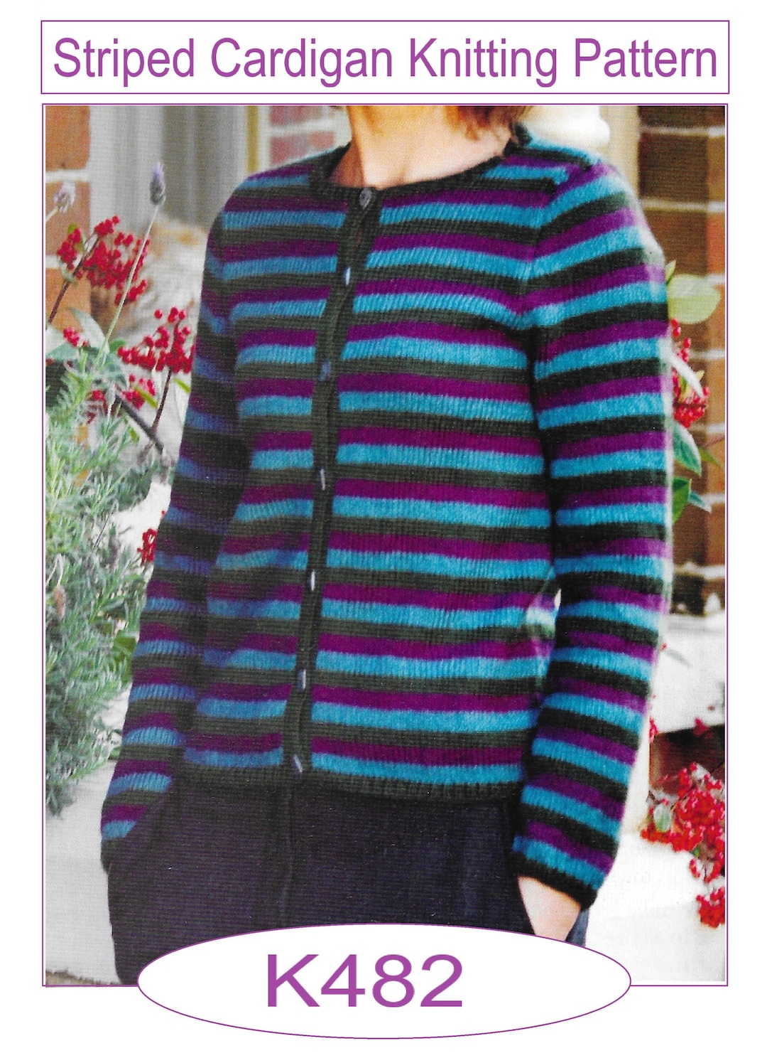 Instant Download PDF Beautiful Stripe Cardigan Knitting Pattern K482 ...