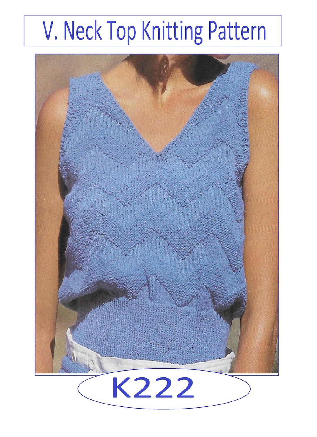 Instant Download - PDF- Beautiful V. Neck Top Knitting Pattern (K222 ...
