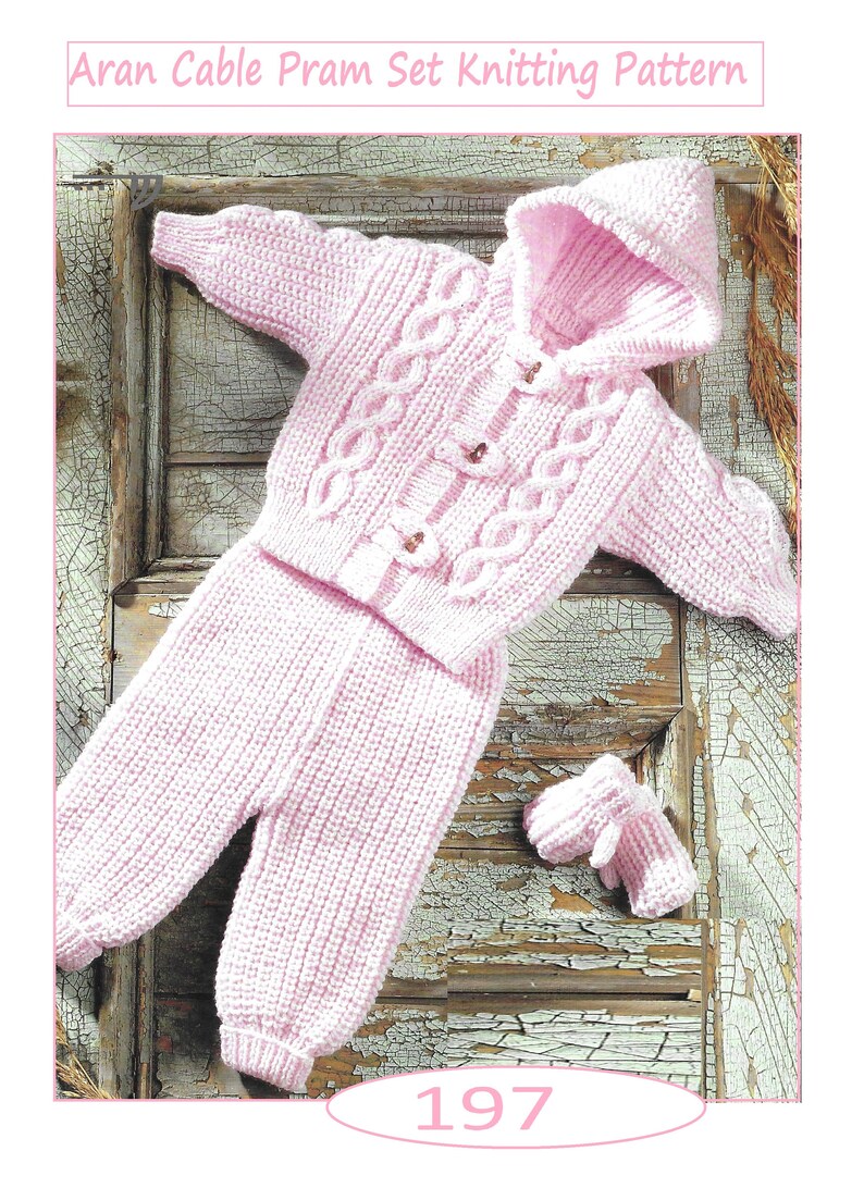 Pram Set Knitting Pattern: Hooded Jacket, Leggings & Mittens (instant ...