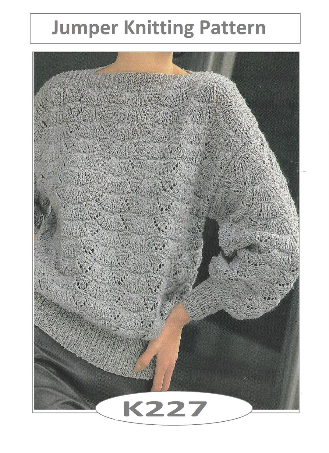 Instant Download - PDF- Beautiful Slash Neck Jumper Knitting Pattern ...