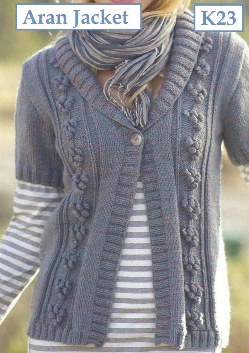 Ladies Aran Jacket Knitting Pattern Long/short Sleeve PDF Download (K23 ...
