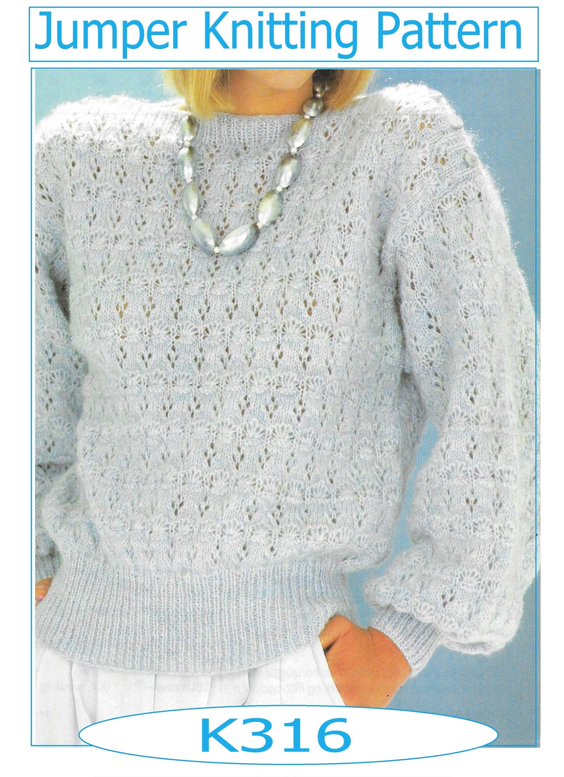 Ladies DK Lace Jumper Knitting Pattern Chest 30 up to 38 Inches PDF ...