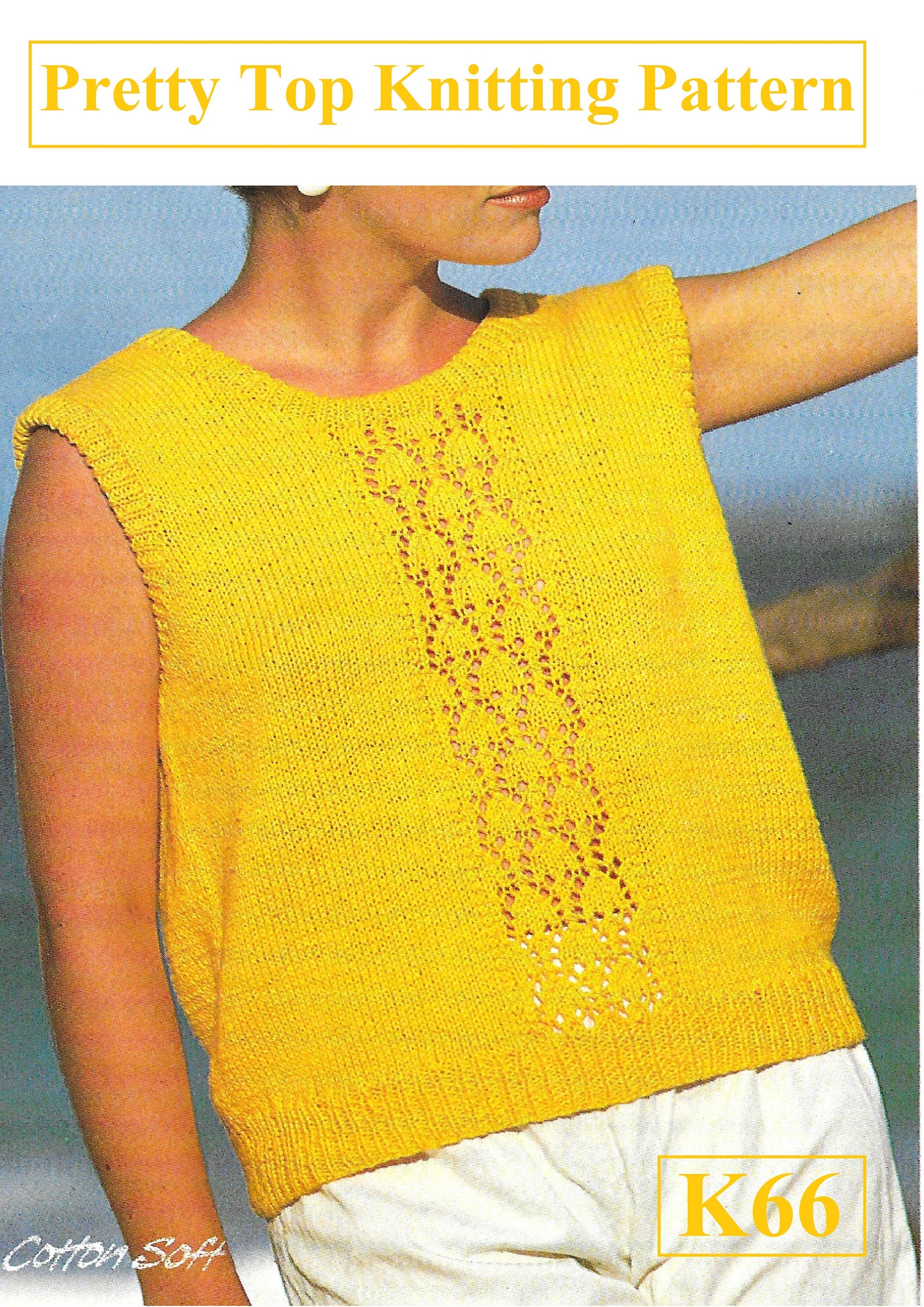 Vintage Cotton Top Knitting Pattern Chest 26 up to 38 Inches PDF ...