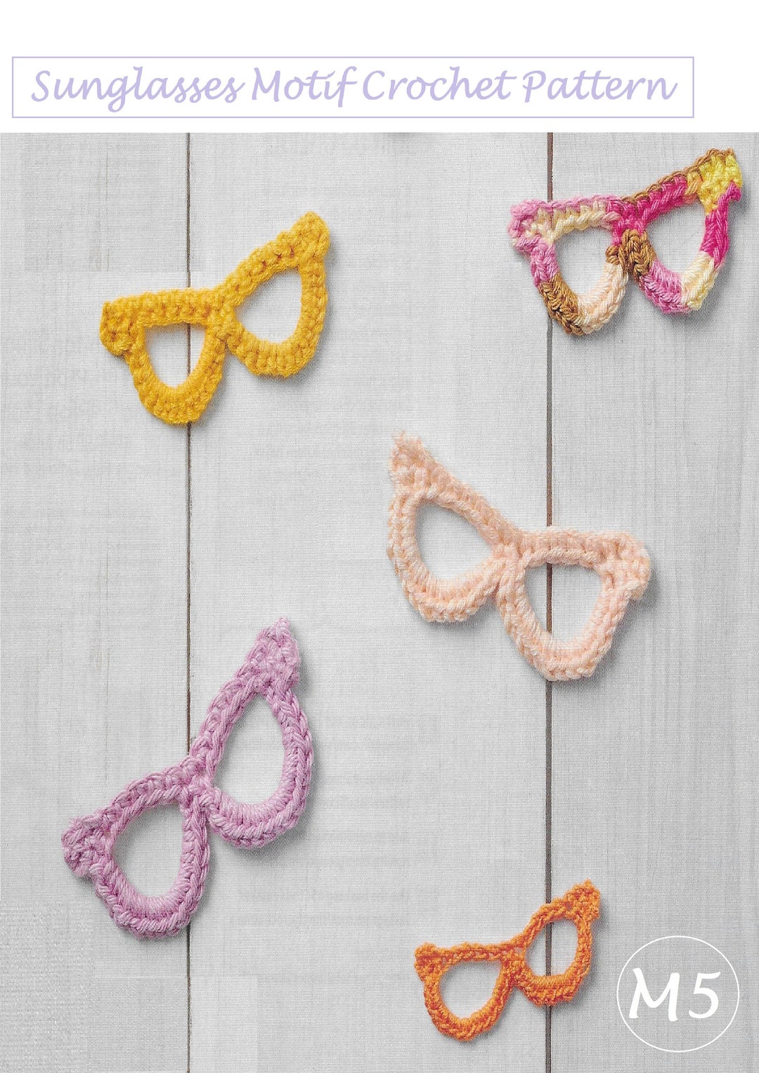 Funky Sunglasses Motif Crochet Pattern PDF Download (M5) - Etsy