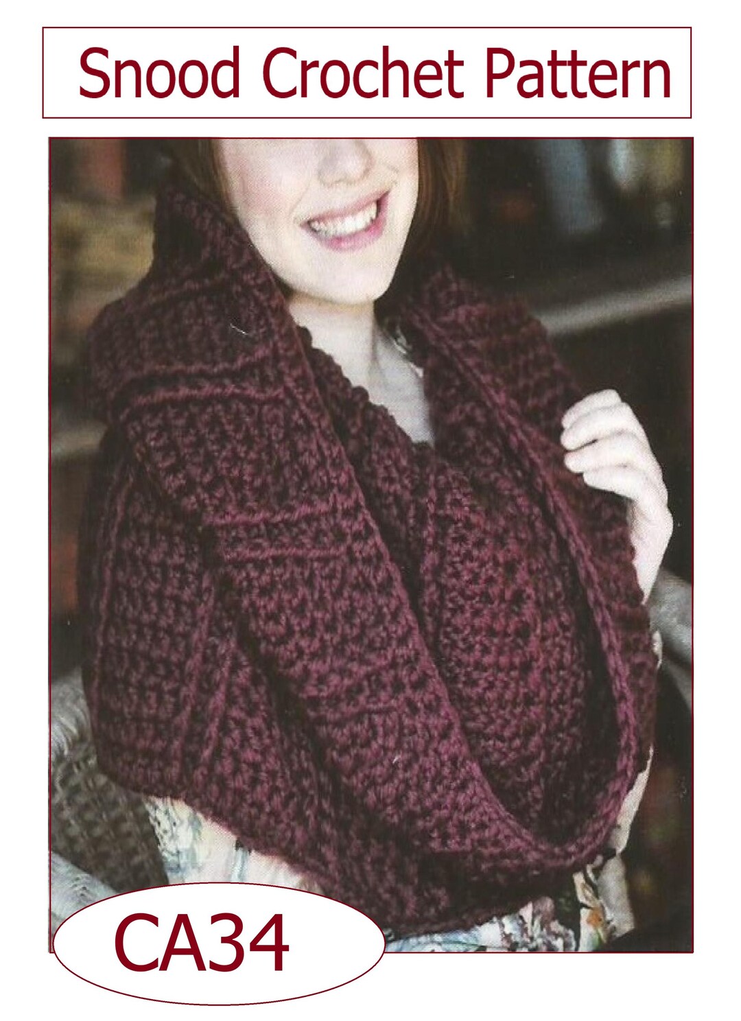Ladies Super Chunky Snood Crochet Pattern (instant Download PDF) CA34 ...