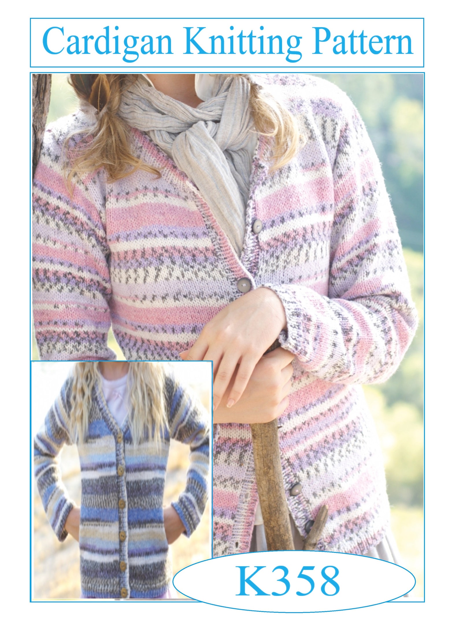 V Neck Cardigan Knitting Pattern: DK Yarn (PDF Pattern) K358 - Etsy